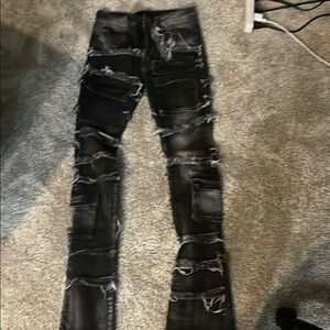 Pants | Mens Black Distressed Patchwork Pants | Poshmark
